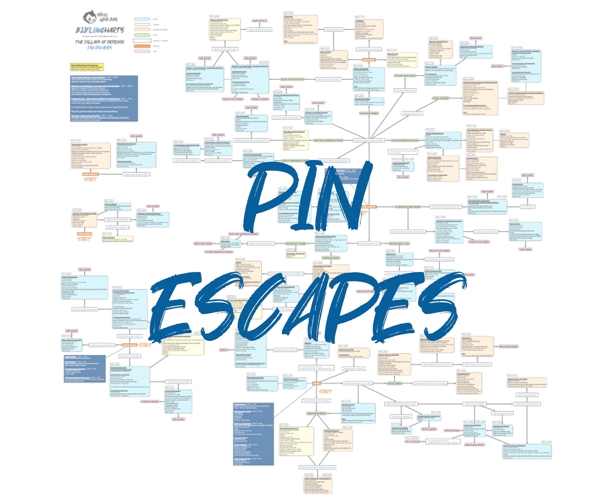 FlowChart - Pillars of Defense Pin Escapes by Gordon Ryan – BJJFlowCharts